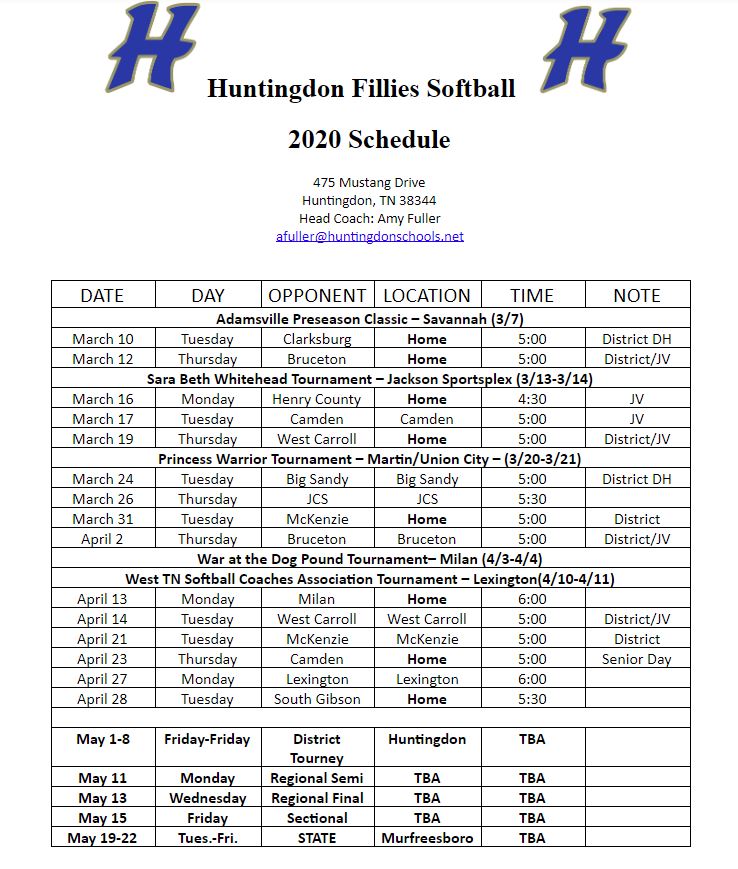 Fillies Softball