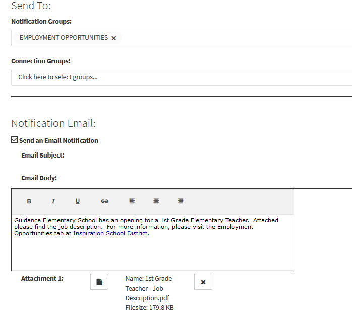 Client Admin - Notifications - Connect Suite
