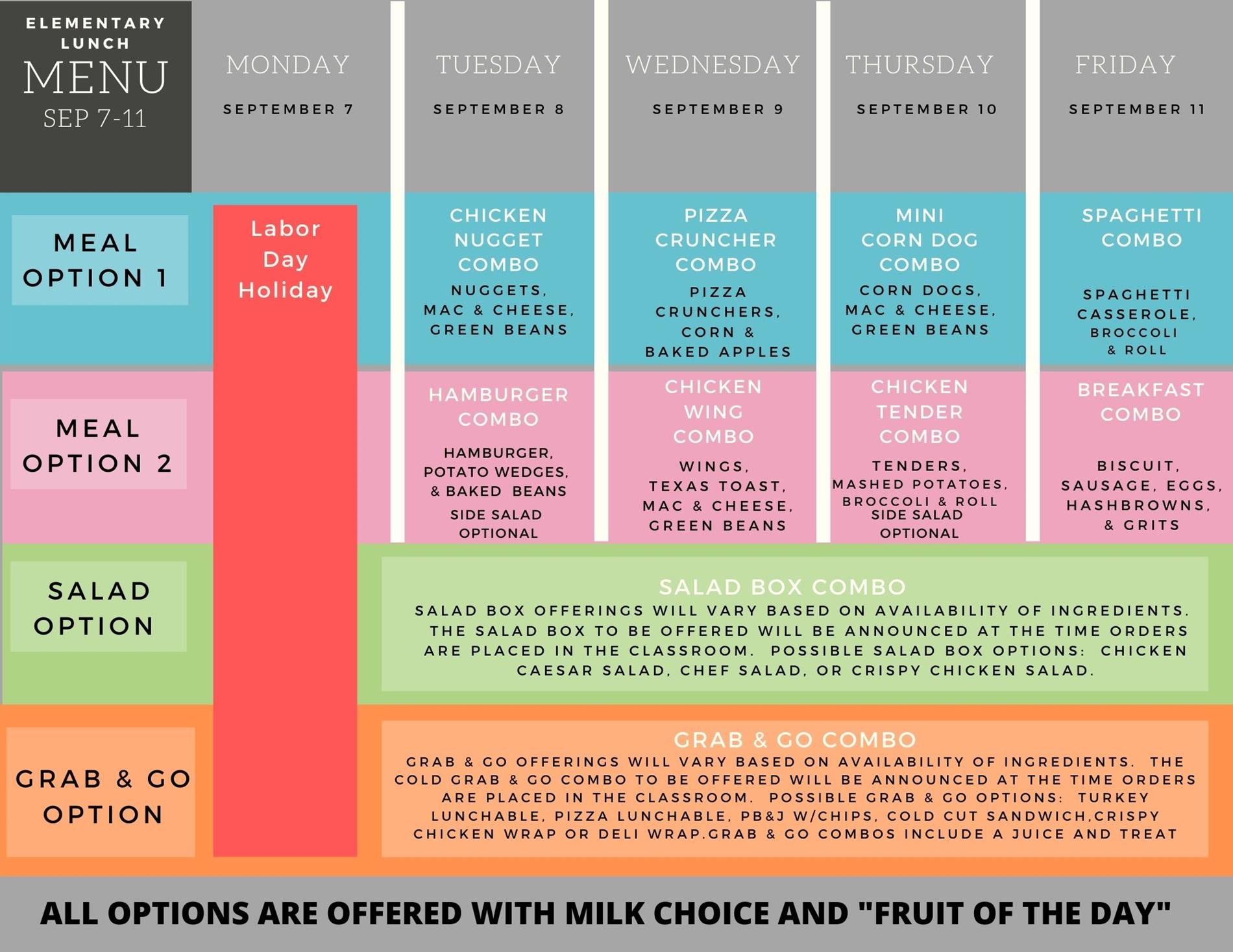 Breakfast and Lunch Menus