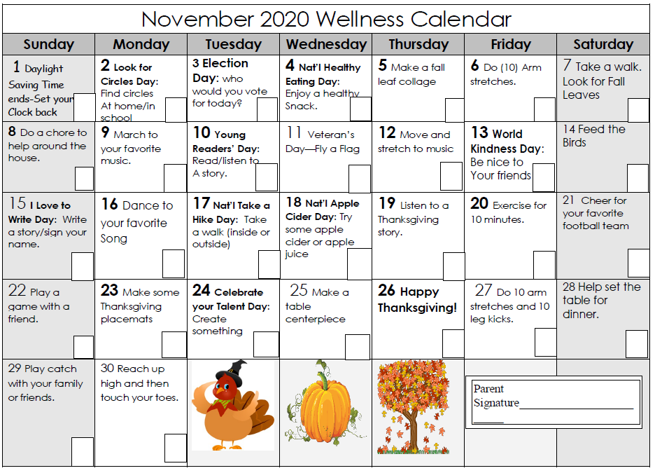 Wellness Calendar